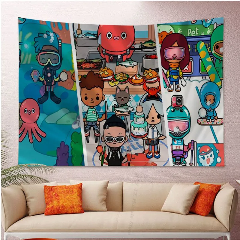 Anime Tapestry, Toca Boca Toca Life World Game Wall Tapestry, Japanese ...