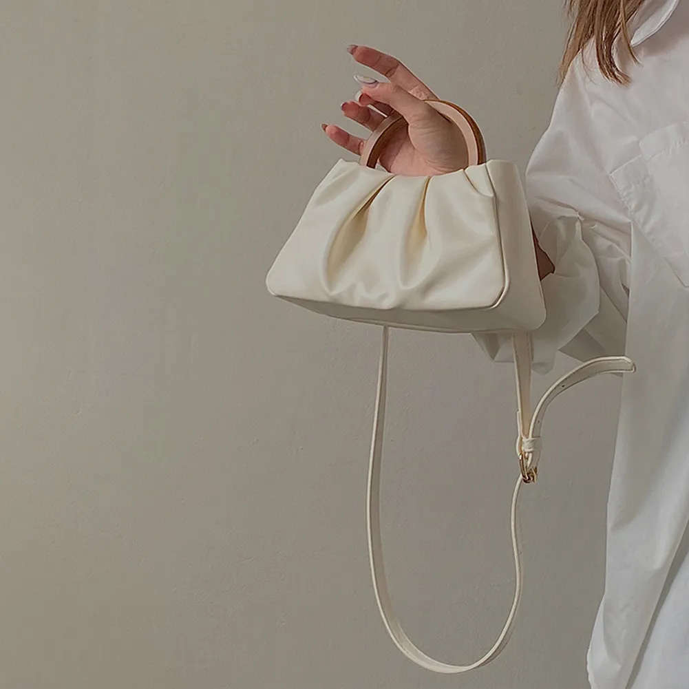 INS Style Pleated Dumpling Handbags PU Leather Cloud Clutch Bags For ...