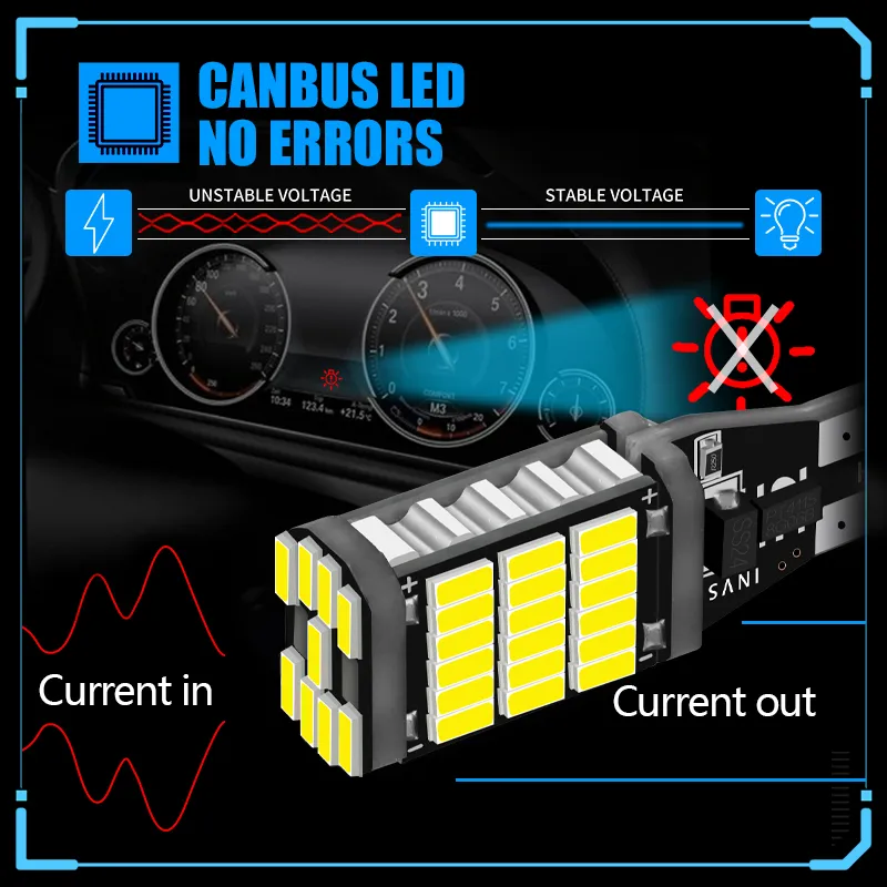 W16W LED T15 921 912 T16 902 Canbus Bulbs 4014 Chip Super Bright 1200LM ...