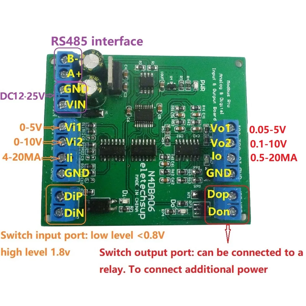 Modbus RTU IO RS485 DAC Converter 8CH Voltage Current Raspberry Pi Tone ...