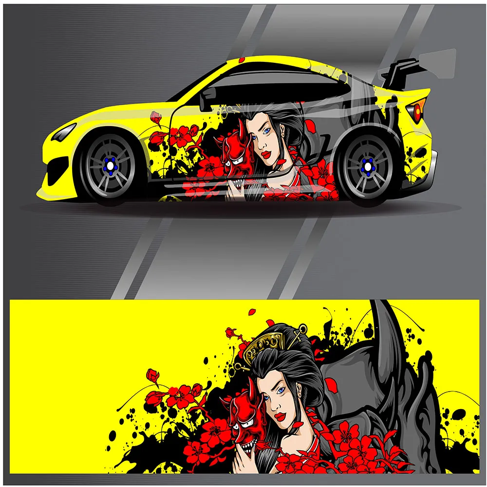 Full Body Racing Car Decal Vinyl Wrap 300x60cm Modern Graphic Sticker ...