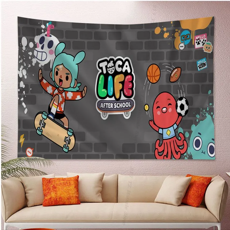 Anime Tapestry, Toca Boca Toca Life World Game Wall Tapestry, Japanese ...