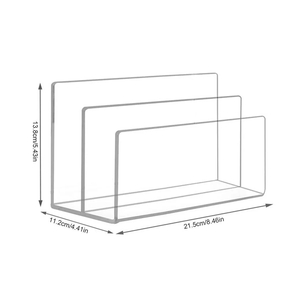 File Holder Desk Clear Acrylic 2 Section, Desktop Organizer Shelf Mail ...