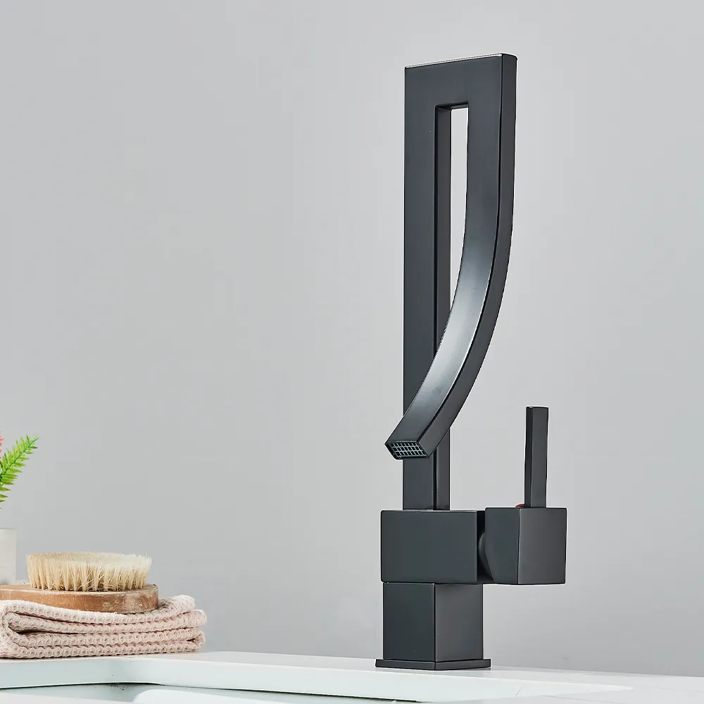 DHgate.com:Modern Square Basin Faucet torneira, Chrome/Black Nickel Bathroom Faucets, Hot and ...