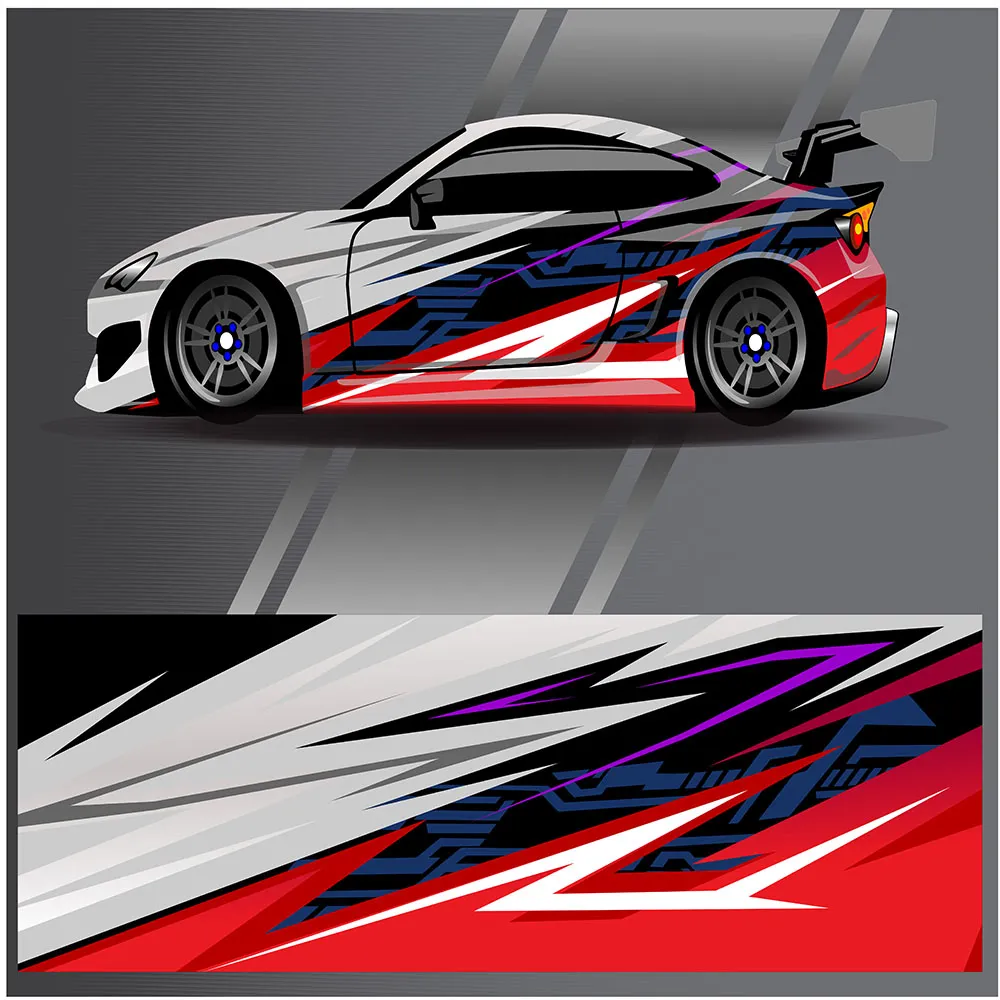 Full Body Racing Car Decal Vinyl Wrap 300x60cm Modern Graphic Sticker ...