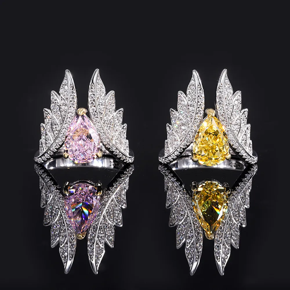 925 Sterling Silver Rings for Women Pink Quartz Topaz Gemstone Angel ...
