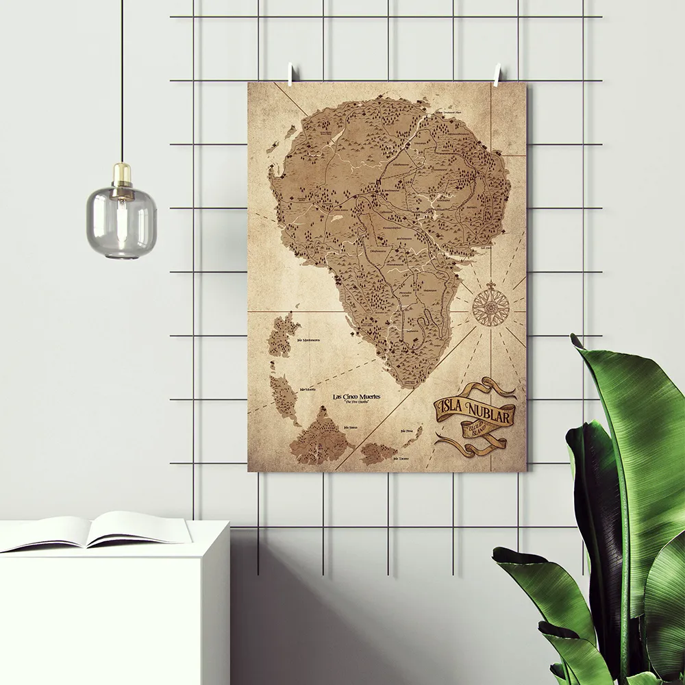 Wholesale Sepia Vintage Jurassic Park Map Poster Dinosaur The Lost ...