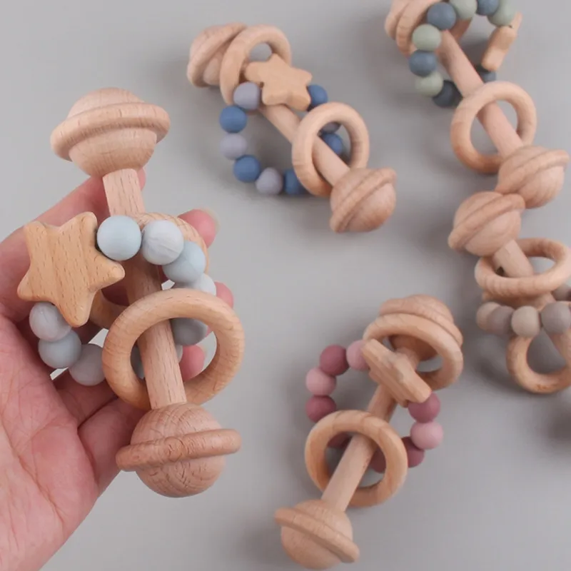 DHgate.com:Wooden Teether Rattle: Natural Baby Handshake Bells with ...