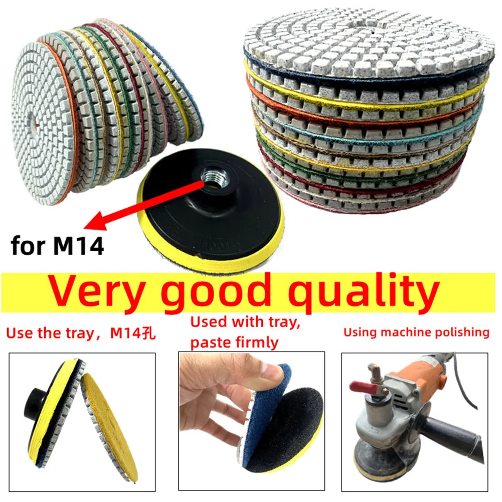 4'' Diamond Polishing Pad Set, Self-Adhesive Wet/Dry Grinding Disc for ...