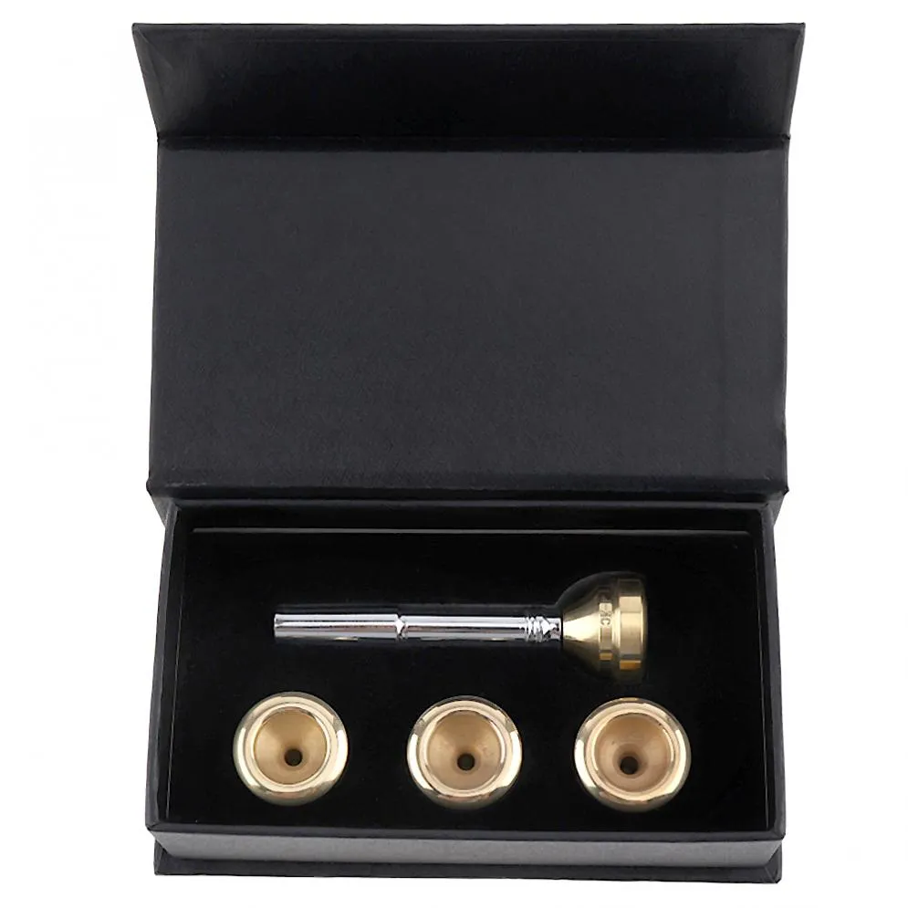 5-Pack Brass Trumpet Mouthpieces with Shanks & 4 Cups - 1-1/2c 3c 5c 7c ...