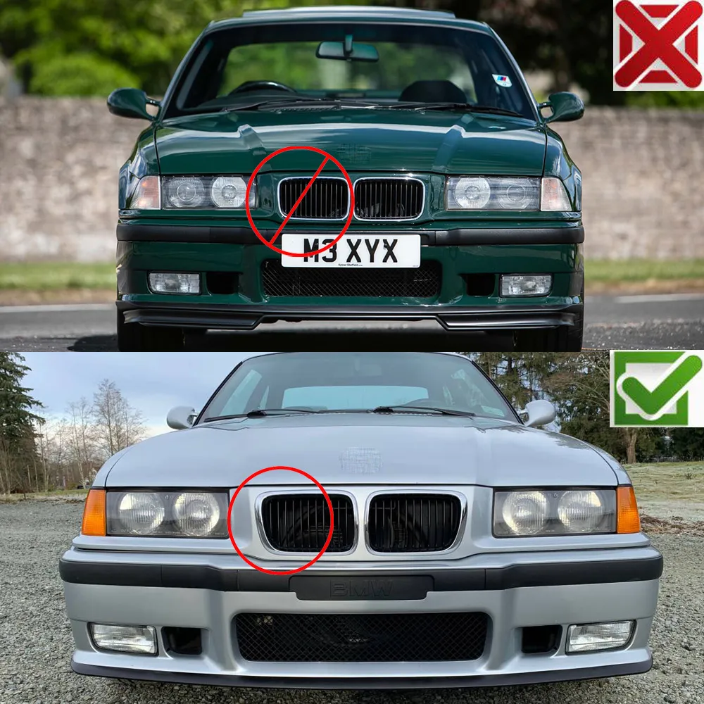 BLACK E36 Grille ABS Front Replacement Hood Kidney Grill For BMW E36 97 ...