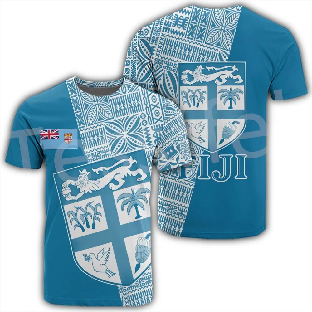 Fijian-Inspired Turtle Flag 3D Print Men's Summer Casual Polyester T ...