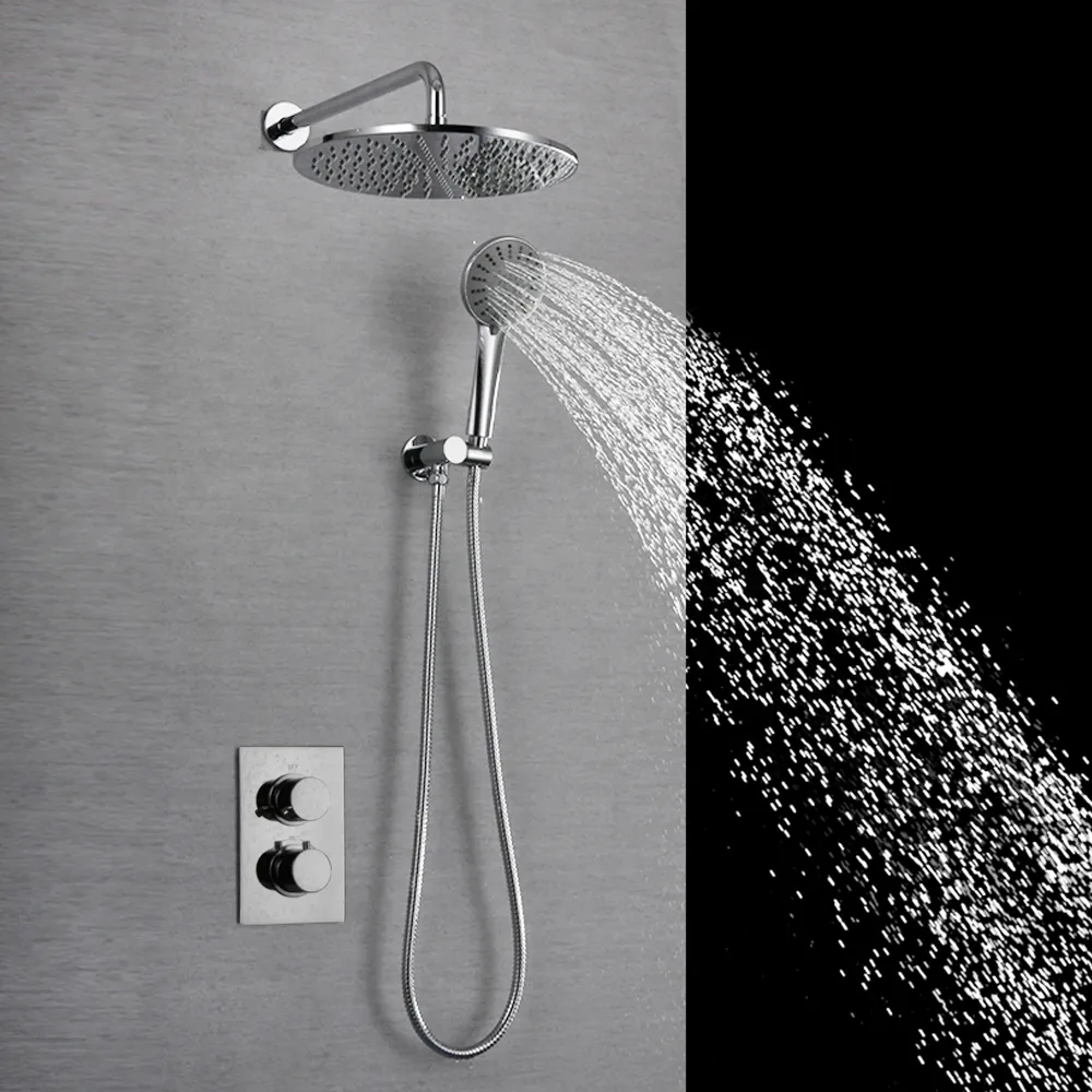 Luxury Rain Shower System: Wall Mount Faucet Kit, 3-Way Handle, Single ...