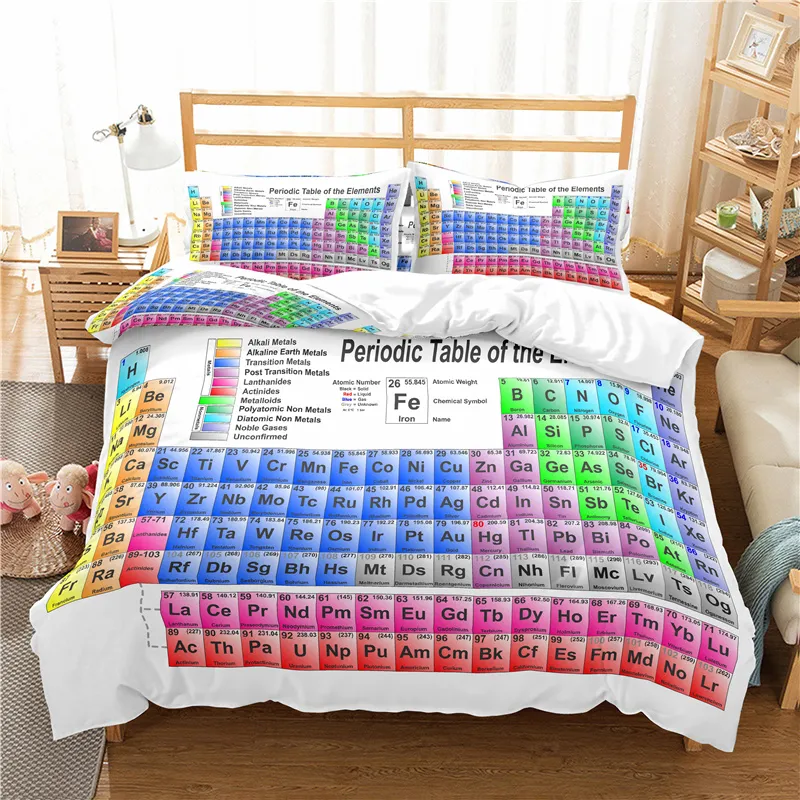 Periodic Table Of Elements Design Duvet Cover Set Soft Microfiber ...