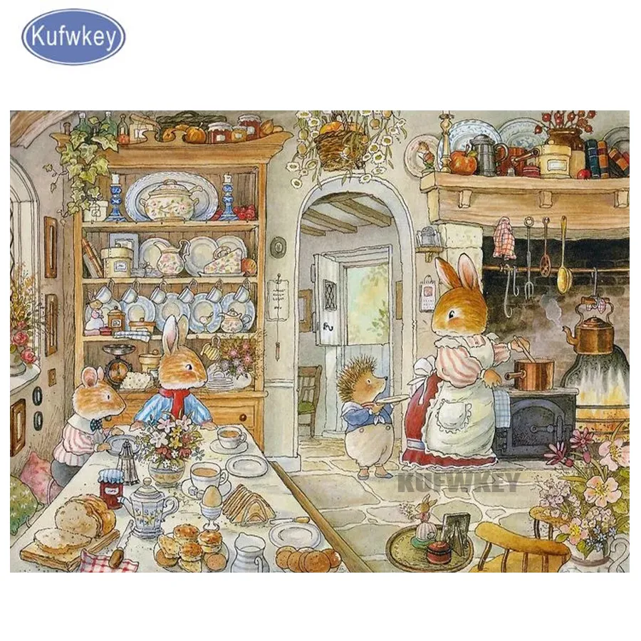 Festive 5D Diamond Painting Kit - Christmas Rabbit Mosaic, Full Square ...