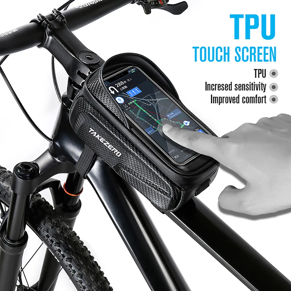Bicycle Front Frame Bag: 1L Hard Shell Carrier Pack With Reflective ...