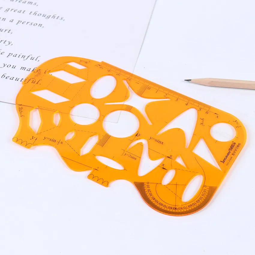 Geometric ruler guide with 4 Yellow Plastic Circles for Measuring ...