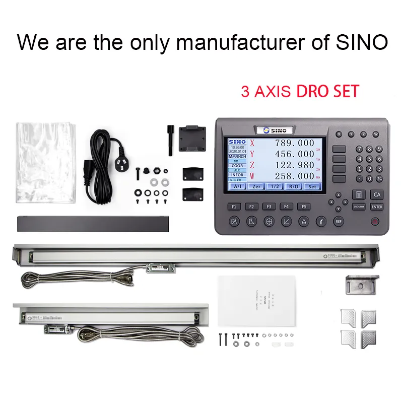 Sino 4 Axis DRO Sets LCD Digital Readout Display with 0.005mm Grating Linear Scale Encoder Glass ...