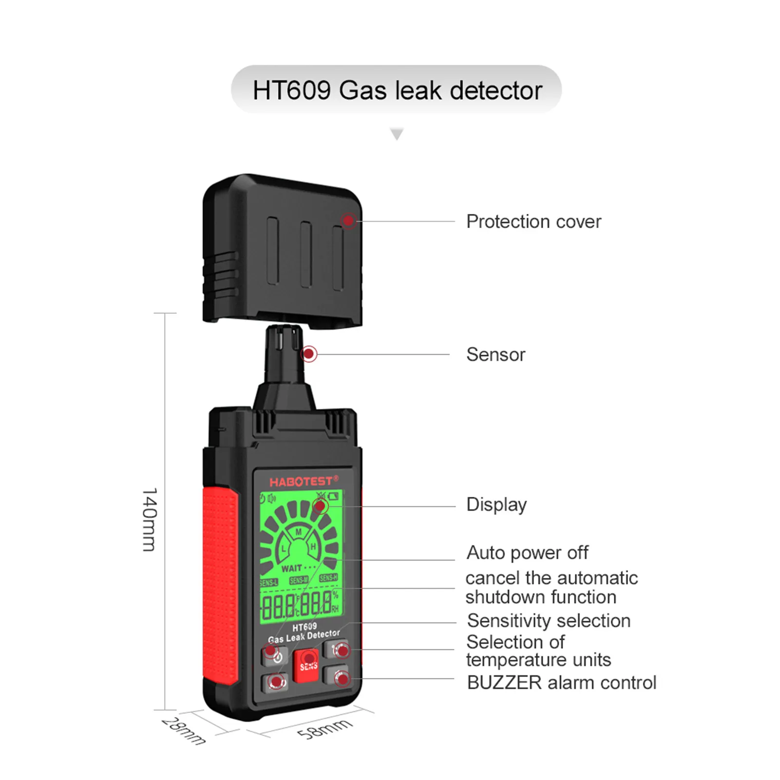 Gas Leak Alarm Detector | Methane Gas Detector with LCD Display & Alarm ...
