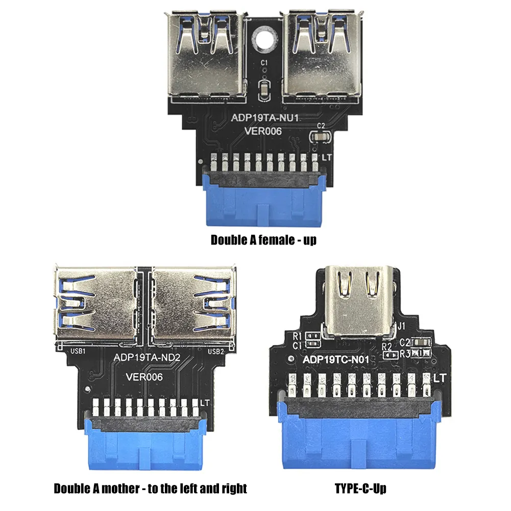 DHgate.com:19-Pin to Type-C + 2 USB-A Female Front Panel Converter: USB ...