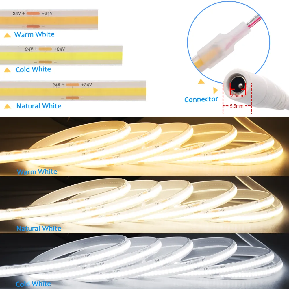 DHgate.com:Waterproof COB LED Strip Light - 12V/24V, IP68, 320LED/m, 0 ...