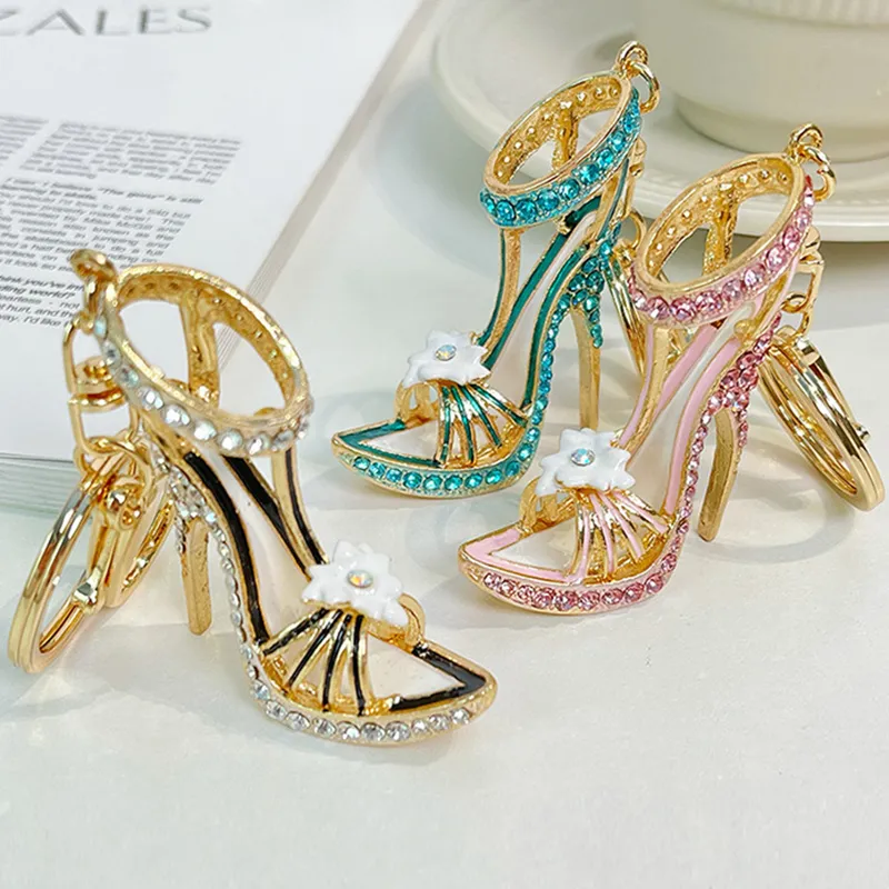 Alloy Rhinestone High Heel Shoe Keychain Purse Car Key Chain Bag ...