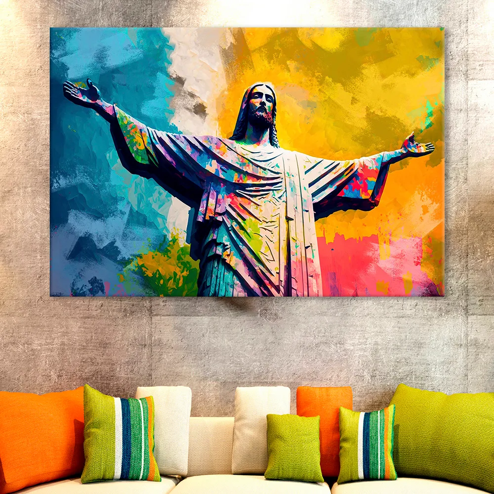 Jesus Canvas: Abstract Religious Figure Art Print Colorful Christian ...