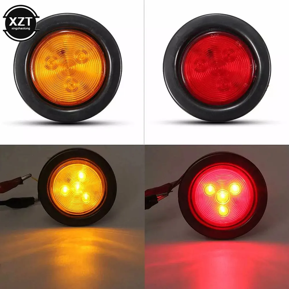DHgate 12 24V 4 Pack LED Side Marker Clearance Lights Red Amber Truck Trailer Round Rear Tail Lights for Cars Boat Lorry Van Caravan Automobiles Motorcycles