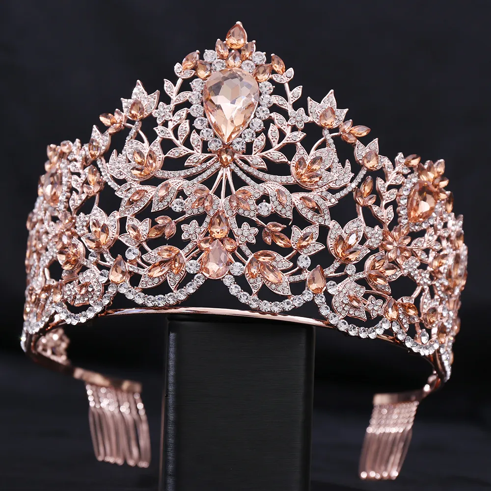 Beauty Pageant Crowns Large Round Queen Rhinestone Tiaras Crystal ...