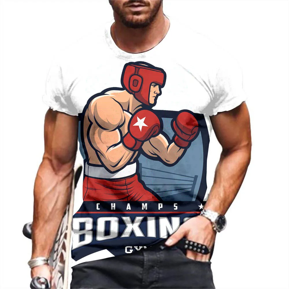 DHgate.com:Boxer Shirt Mens 2024 T-shirt Boxing Print Tees Casual Short ...