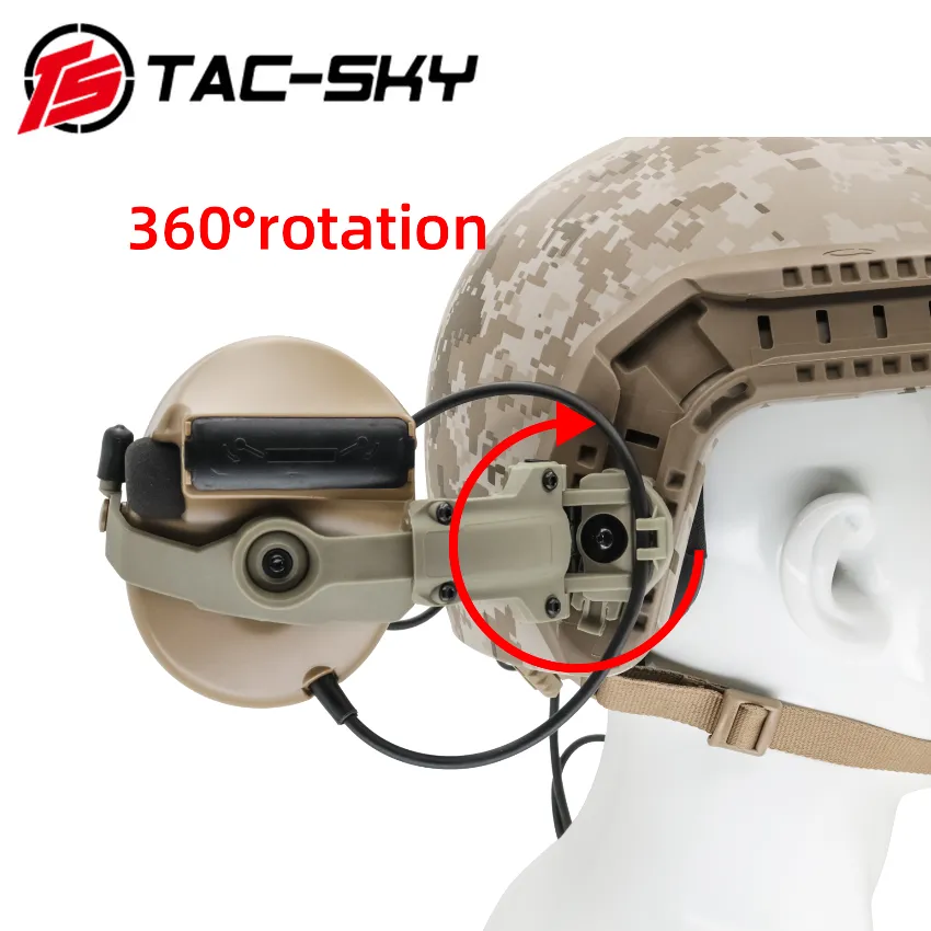 TS TAC-SKY Tactical Helmet ARC Rail Adapter Stand with COMTAC II Headset, Headband, and U94 PTT ...