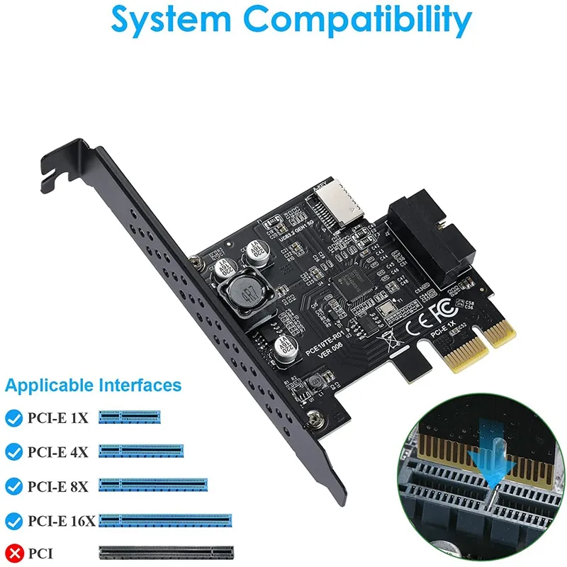 DHgate.com:PCI-E 1X To USB 3.2 GEN1 5Gbps 20Pin Front Panel Header (To ...