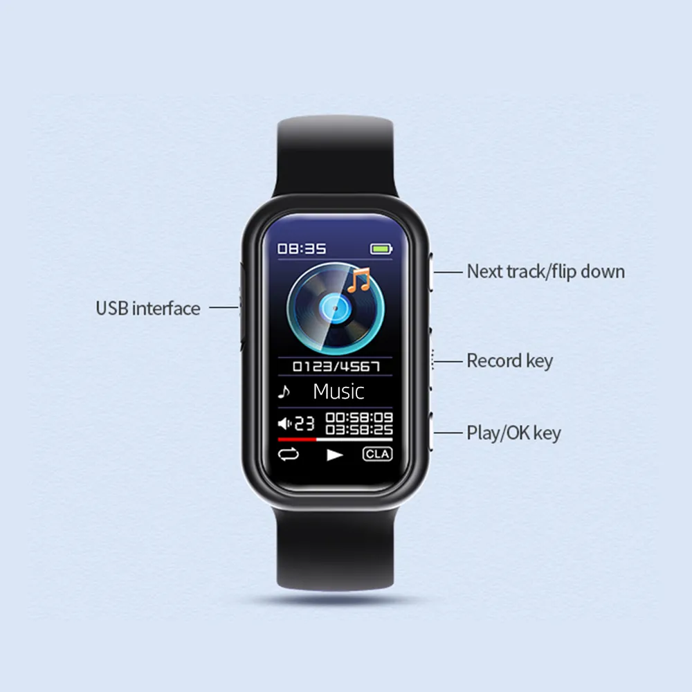 Audio Recording Wrist Watch 8 64GB Wearable Voice Recorder With OLED ...