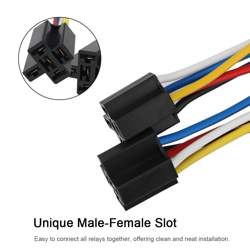 12V 30A 5Pin SPST Blade Fuse Electrical Relays Set Switch Adapter Wire ...