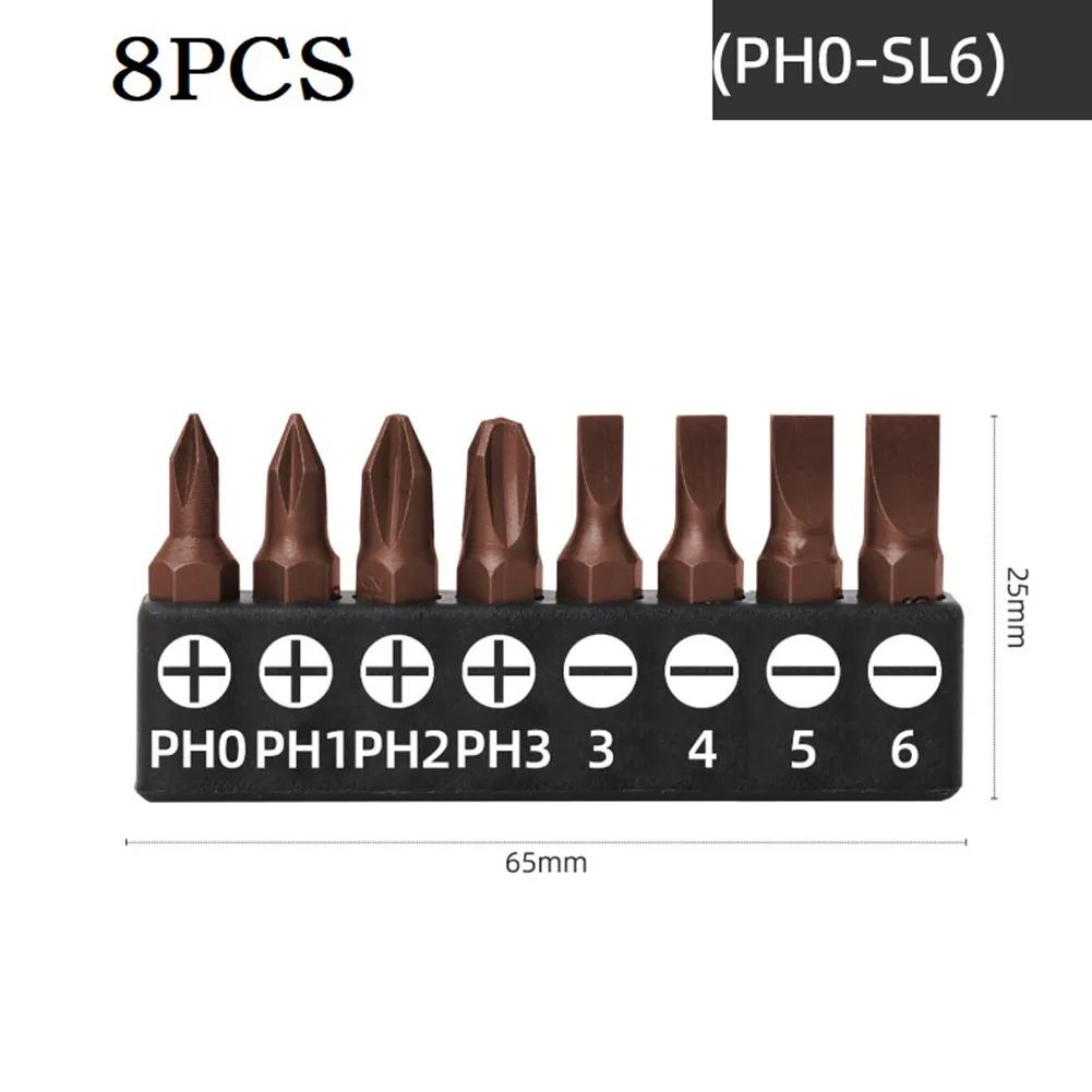 8-Piece Durable Screwdriver Bit Set - Magnetic Tip PH0 PH1 PH3 SL4 SL6 ...