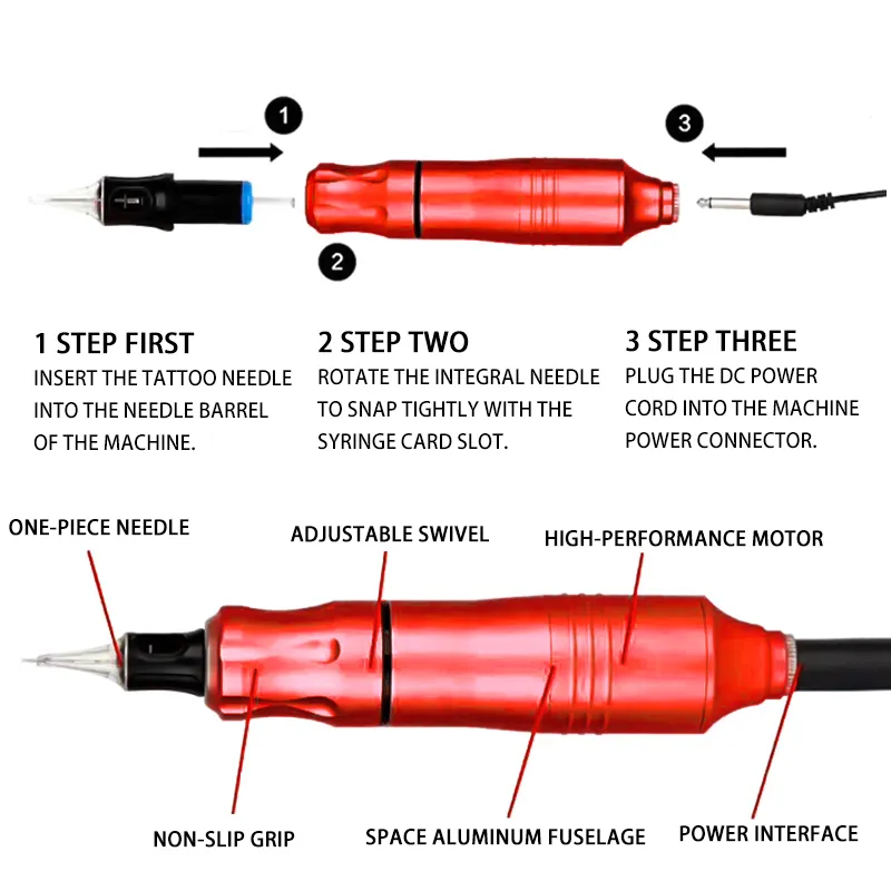 Professional Tattoo Pen Kit - Strong Motor, Stable Voltage, Permanent ...