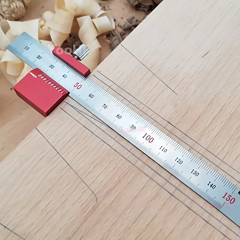 Woodworking Rule Steel Ruler with Positioning Slide Stops, Right Angle ...