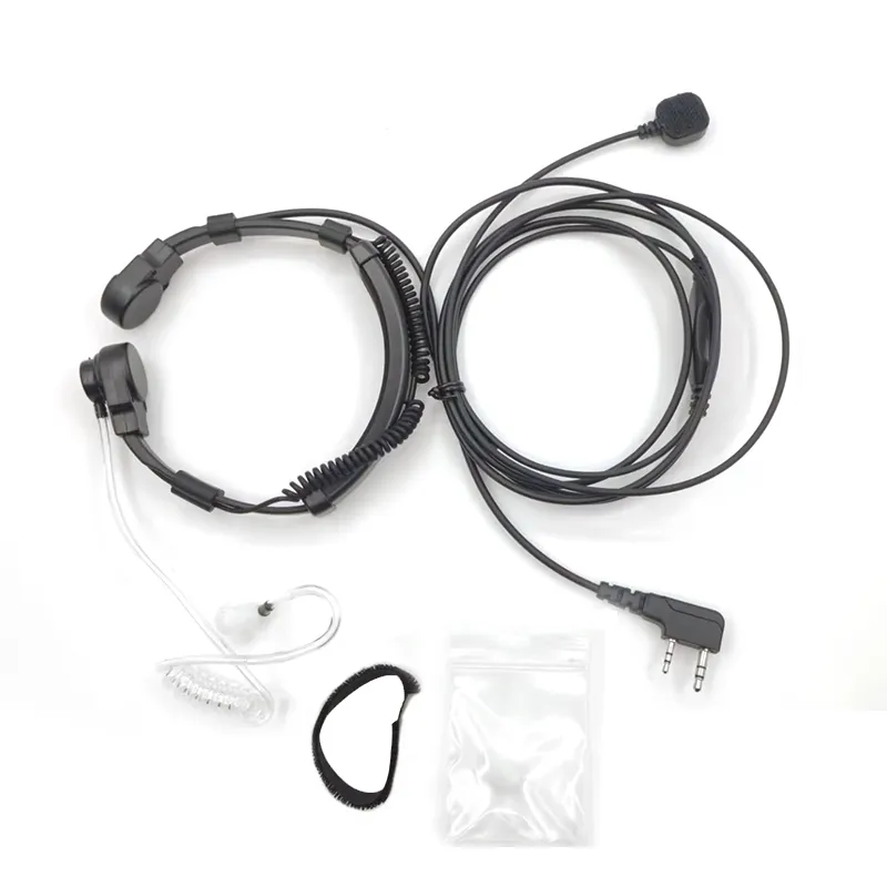 Throat Mic Walkie-Talkie Headset Transceiver with PTT Laryngophone ...