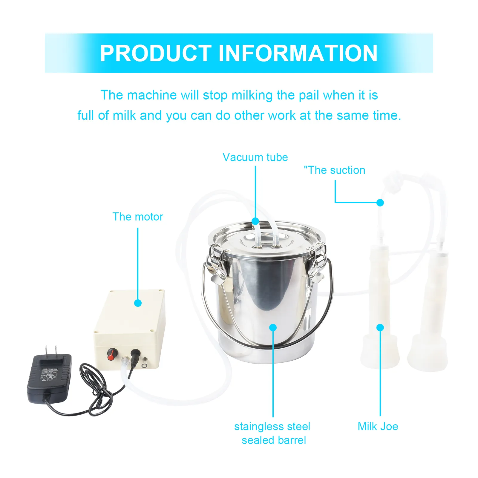 DHgate.com:Electric 3L Adjustable Vacuum Pump Milking Machine with ...