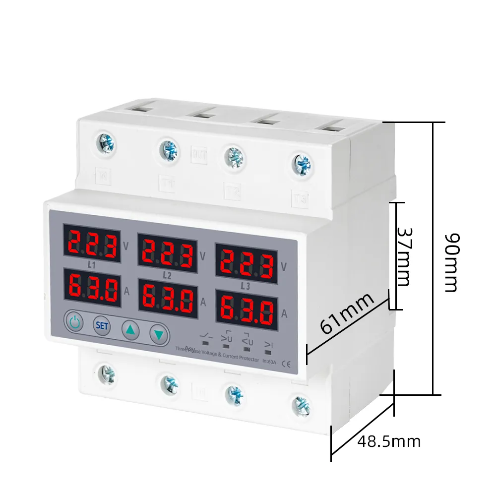 Voltage Protector 220v 40A 63A 230V Din Rail Adjustable Over Voltage ...