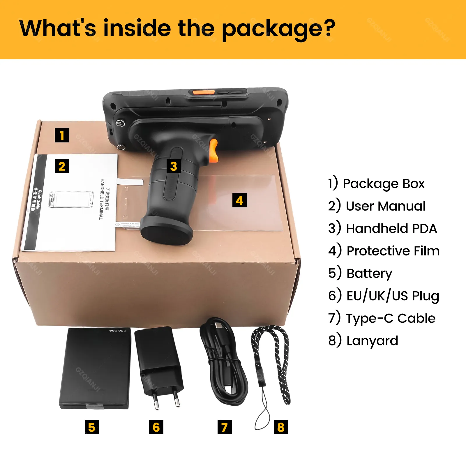 Rugged Handheld Terminal With 5.5inch Android 11, QR Gs1 Barcode ...