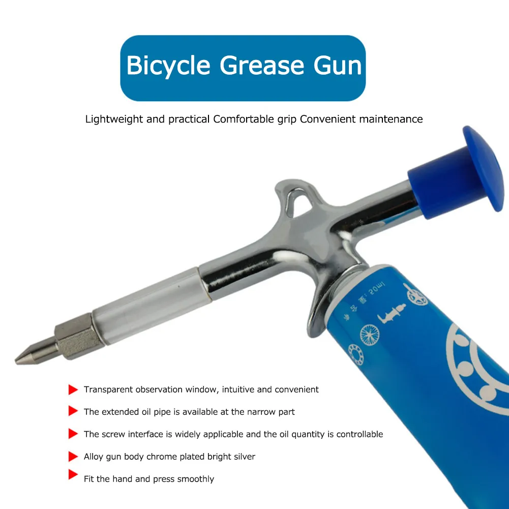 MTB Bicycle Grease Gun Manual Oiler For 13mm Hose Lubricating Oil Gun ...