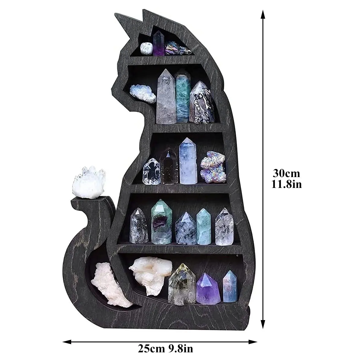 Jewelry Display Shelf Wooden Cat Shelves Black Cat Shaped Decorative ...