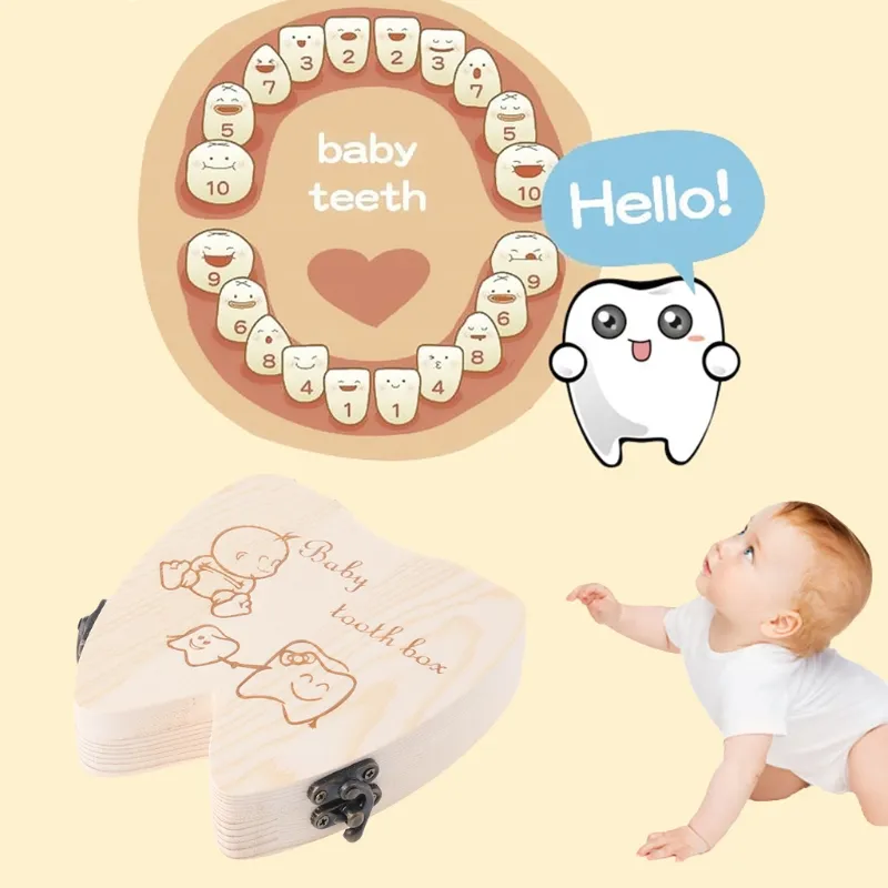 Milk Teeth Keepsake Box: Wooden Tooth Organizer for Baby's First Teeth ...