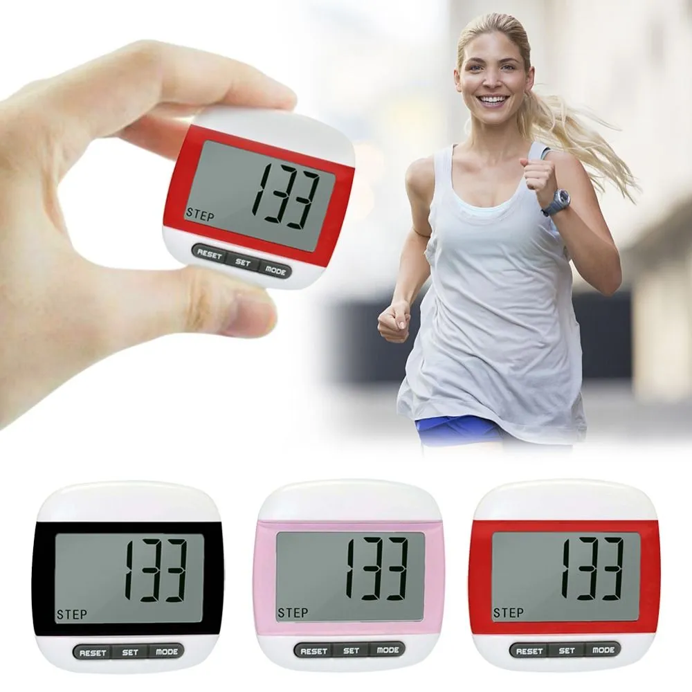 Mini LCD Digital Pedometer - Portable Step Counter, Belt Clip Walking ...