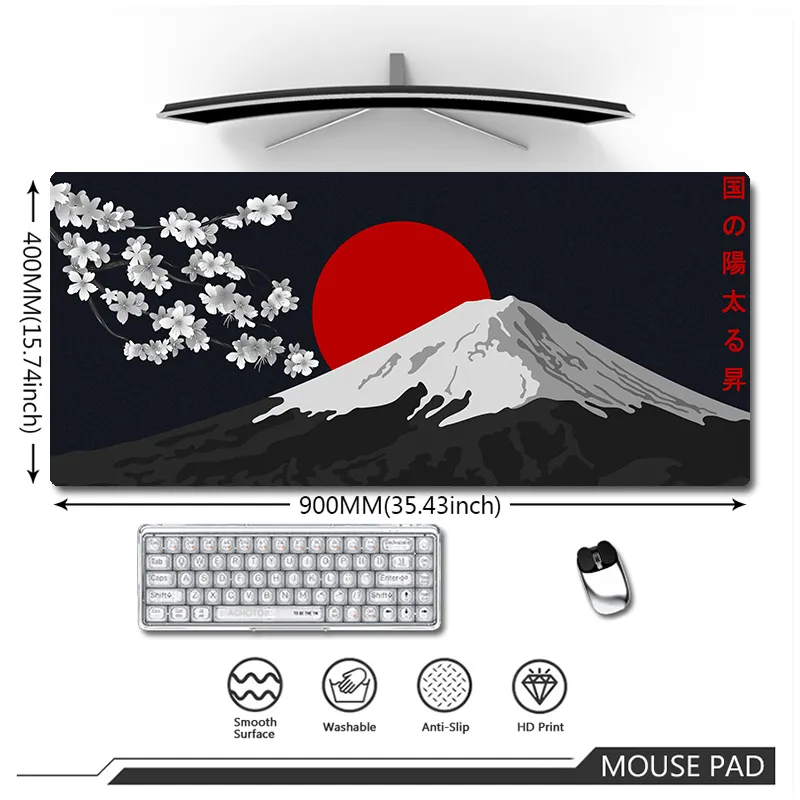 Anime Mouse Pad Extended Office Keyboard Mat with Locking Edge, Mount ...