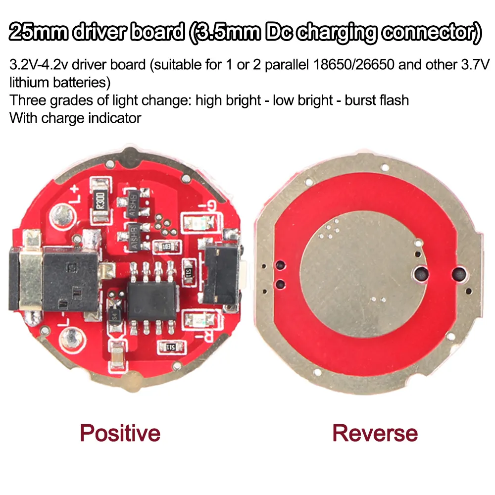 Premium LED Flashlight Driver Board: 25/26/28mm USB Charge Port - Best ...