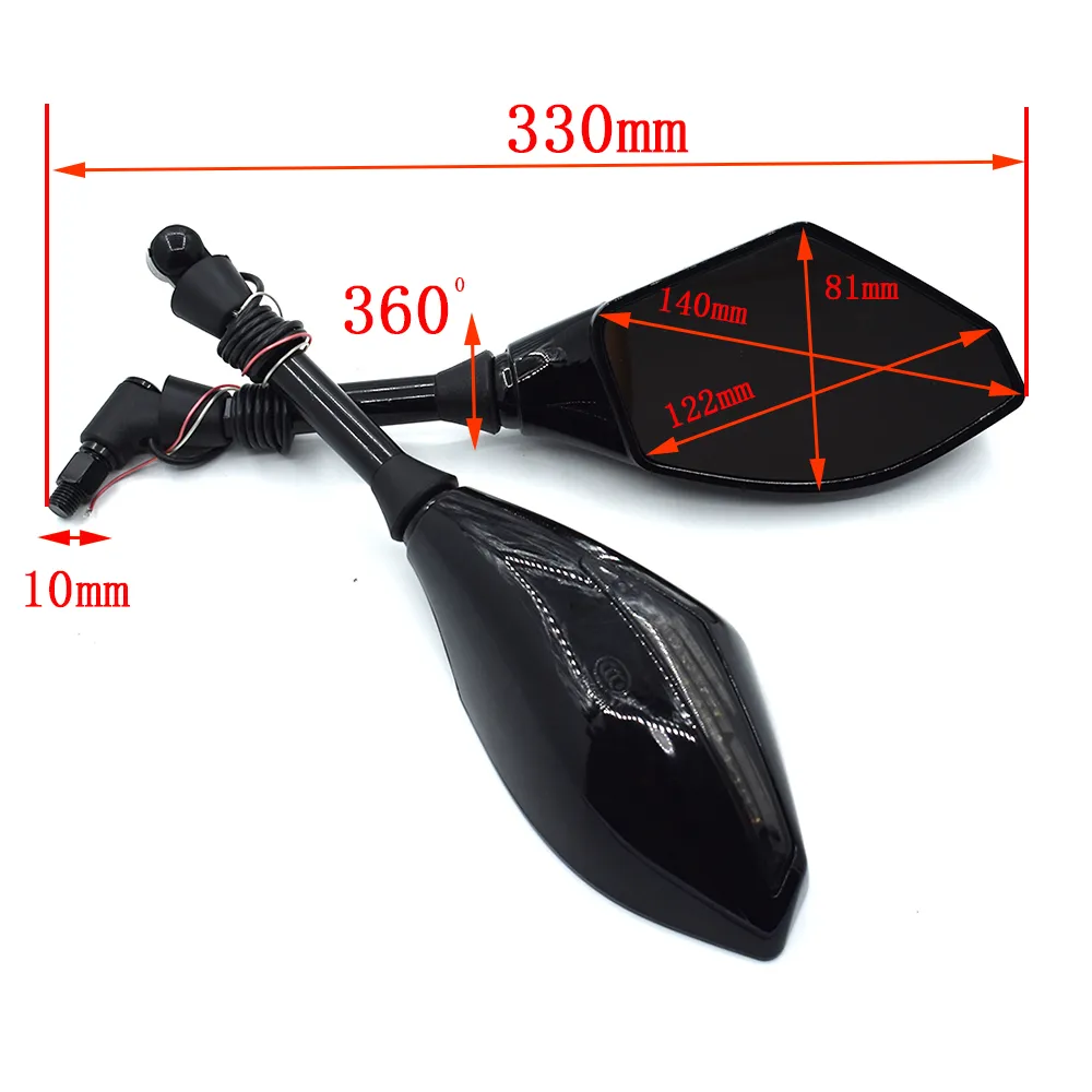 Universal 10mm Motorcycle Mirrors With Integrated LED Turn Signals ...