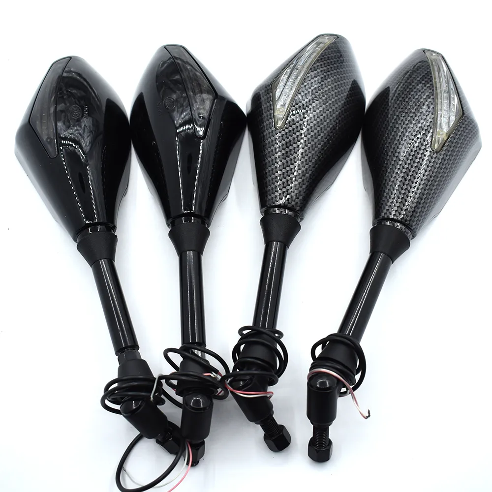 Universal 10mm Motorcycle Mirrors With Integrated LED Turn Signals ...