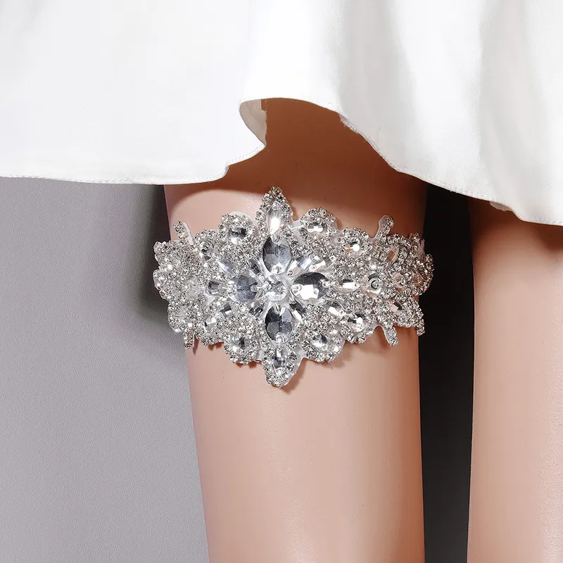 Luxury Lace wedding thigh garter and Garter Set with Clear Crystal ...